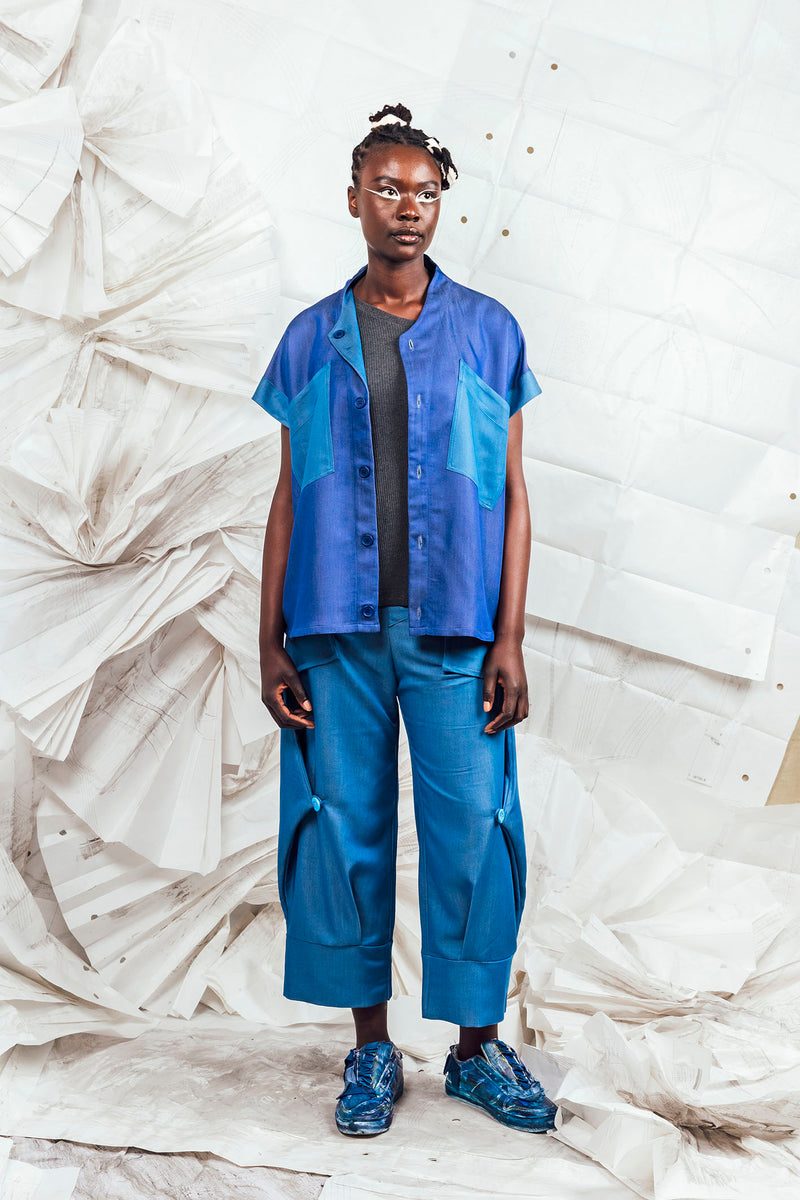 SL25 TAYA SQUARE CUT SHIRT - DENIM AZURE – JUDE Modern Artisan Fashion
